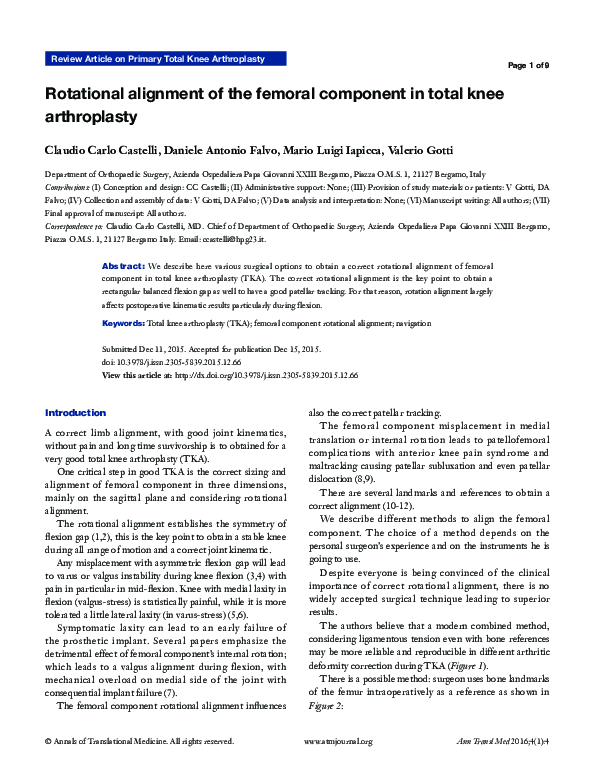 (PDF) Rotational alignment of the femoral component in total knee ...