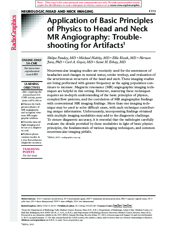 (PDF) Application of Basic Principles of Physics to Head and Neck MR ...