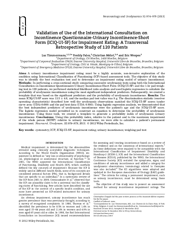 (PDF) Validation of use of the International Consultation on ...