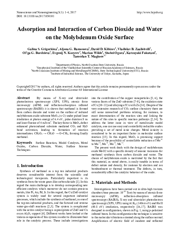 (PDF) Adsorption and Interaction of Carbon Dioxide and Water on the ...