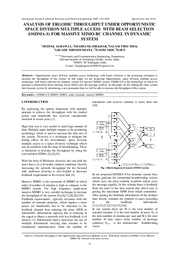 (PDF) Analysis of Ergodic throughput under opportunistic space division ...