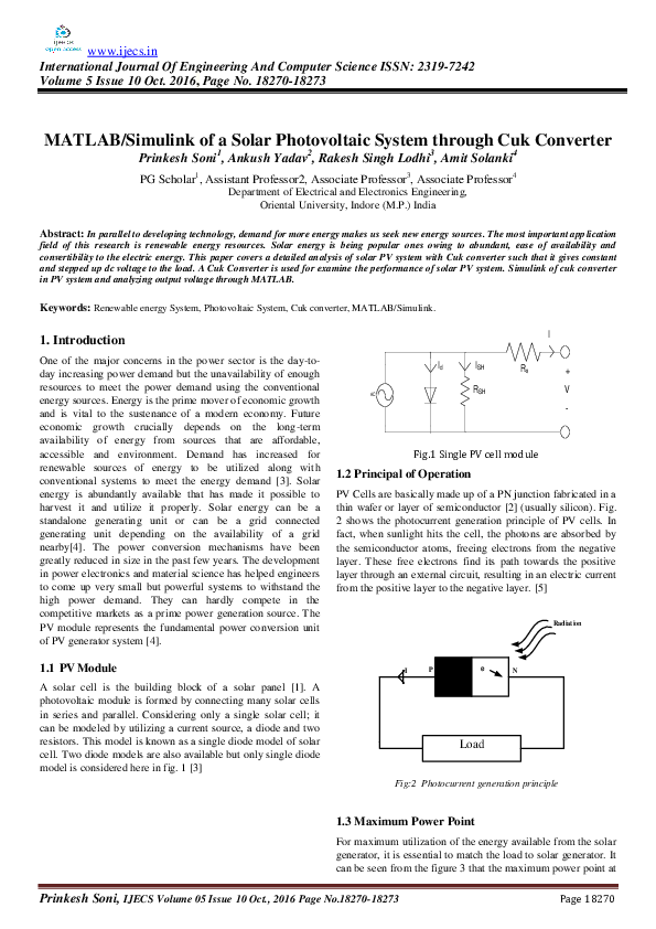 (PDF) MATLAB/Simulink of a Solar Photovoltaic System through Cuk Converter