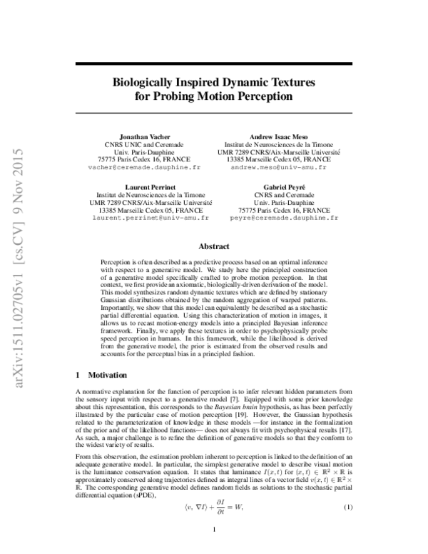(PDF) Dynamic Textures for Studying Human Motion Perception