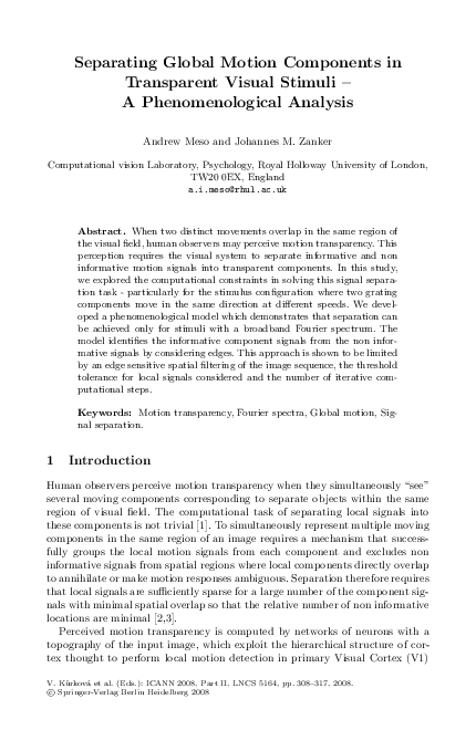 (PDF) Separating Global Motion Components in Transparent Visual Stimuli – A Phenomenological ...