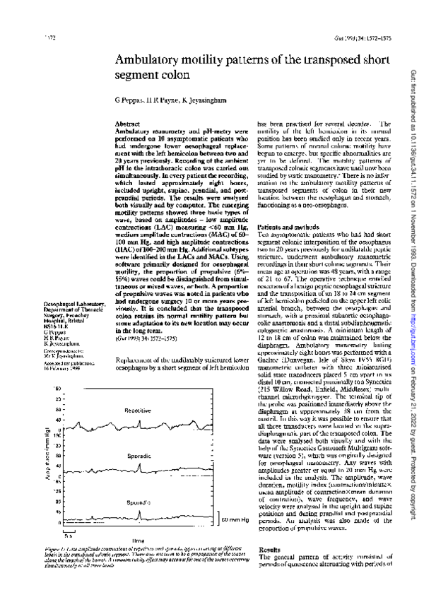 (PDF) Ambulatory motility patterns of the transposed short segment colon