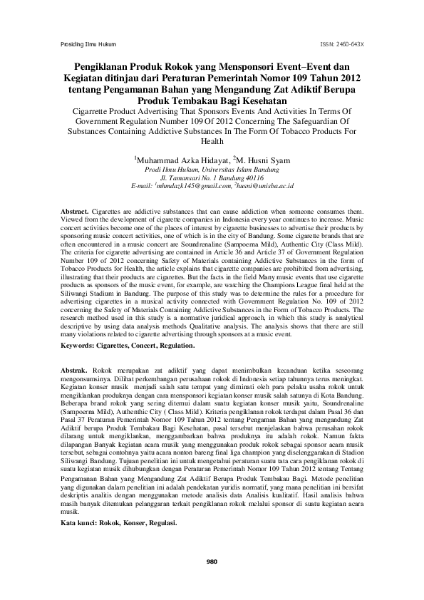 (PDF) Pengiklanan Produk Rokok yang Mensponsori Event–Event dan ...