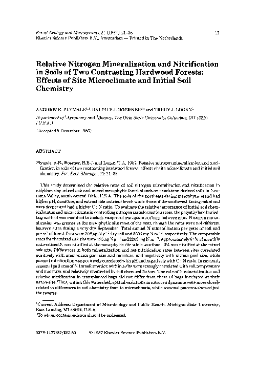 (PDF) Relative nitrogen mineralization and nitrification in soils of ...