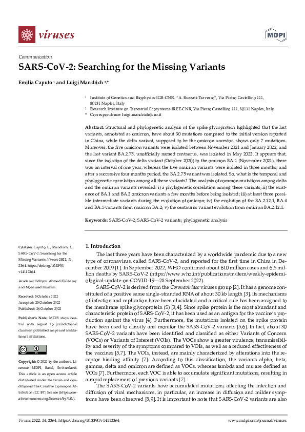 (PDF) SARS-CoV-2: Searching for the Missing Variants