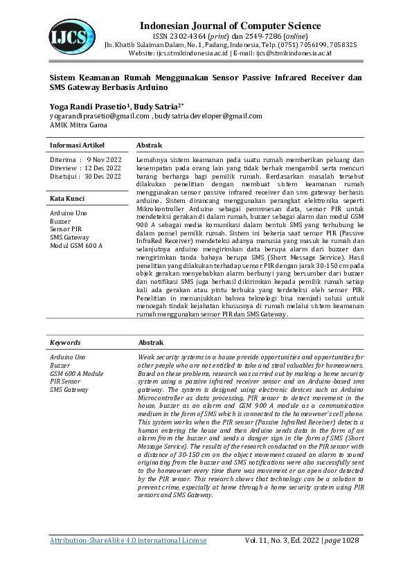 Pdf Sistem Keamanan Rumah Menggunakan Sensor Passive Infrared