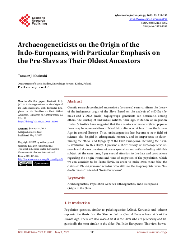 (PDF) Archaeogeneticists on the Origin of the Indo-Europeans, with ...