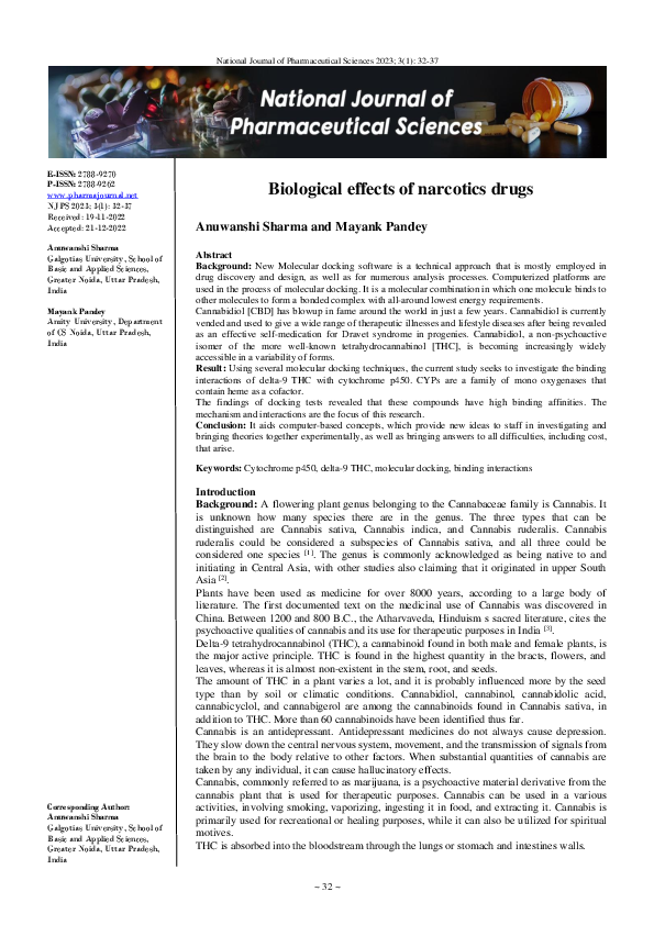 (PDF) Biological effects of narcotics drugs