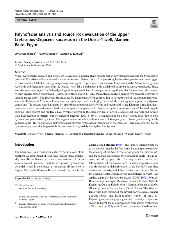 (PDF) Palynofacies analysis and source rock evaluation of the Upper ...