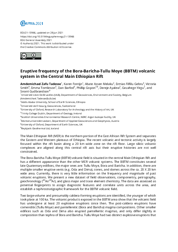 (PDF) Eruptive frequency of the Bora-Baricha-Tullu Moye (BBTM) volcanic ...