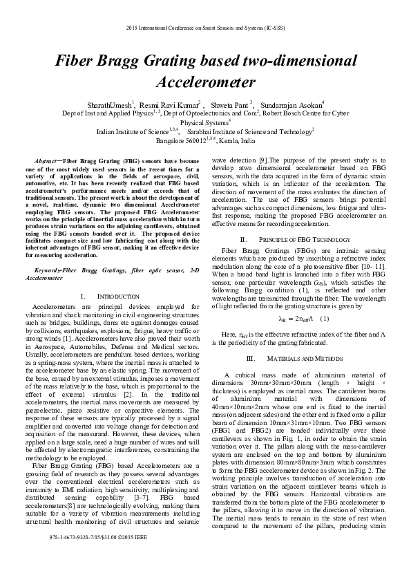 (PDF) Fiber Bragg Grating based two-dimensional Accelerometer