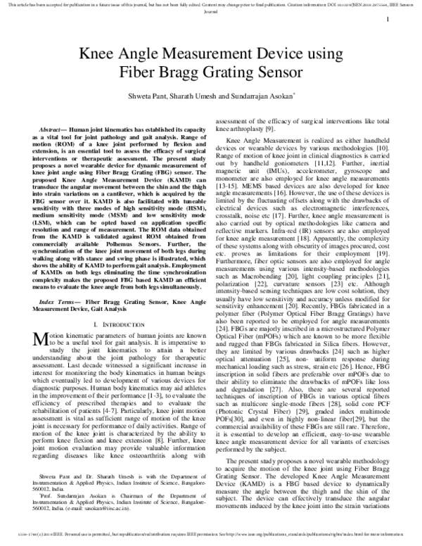 (PDF) Knee Angle Measurement Device Using Fiber Bragg Grating Sensor