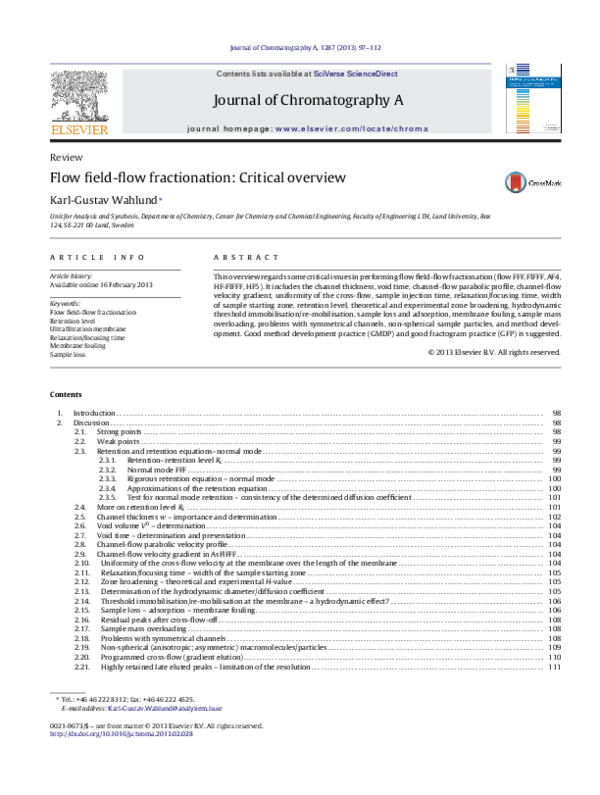 (PDF) Flow field-flow fractionation: Critical overview
