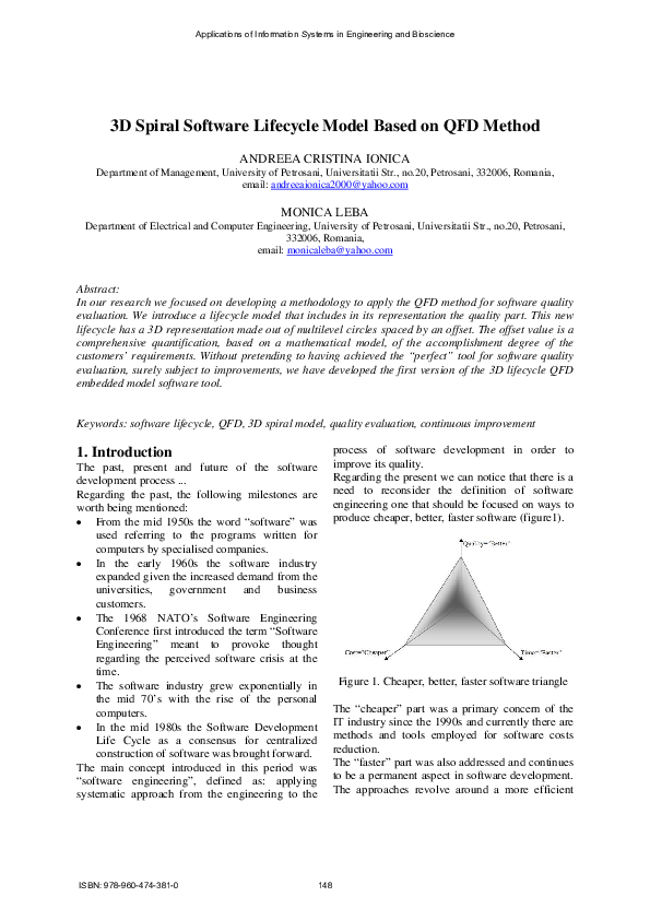 (PDF) 3D Spiral Software Lifecycle Model Based on QFD Method