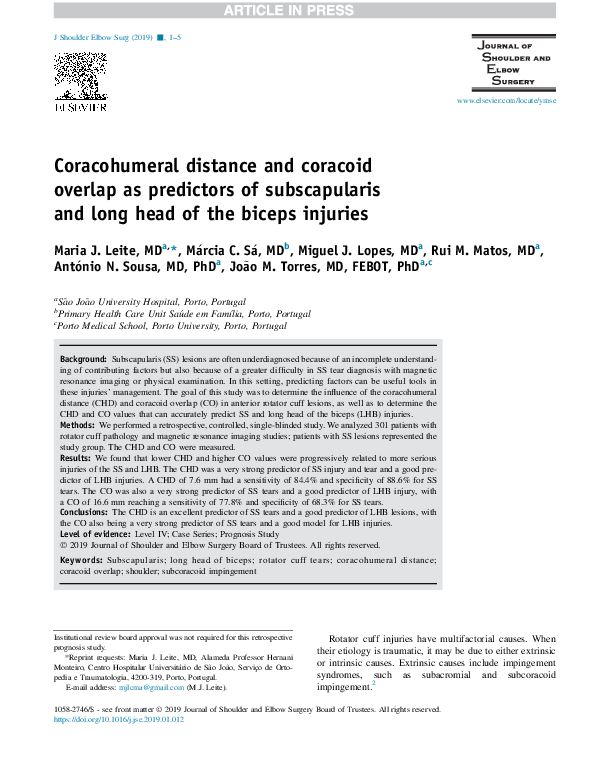 (PDF) Coracohumeral distance and coracoid overlap as predictors of ...