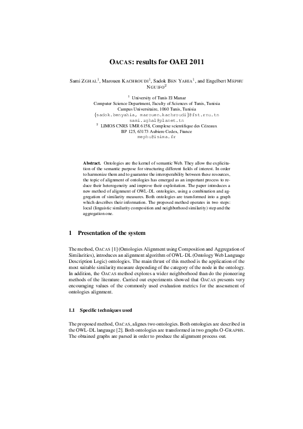 (PDF) OACAS: results for OAEI 2011