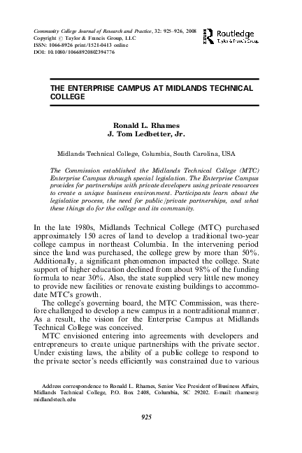(PDF) The Enterprise Campus at Midlands Technical College