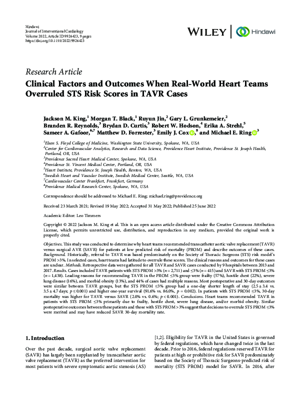 (PDF) Clinical Factors and Outcomes When Real-World Heart Teams ...