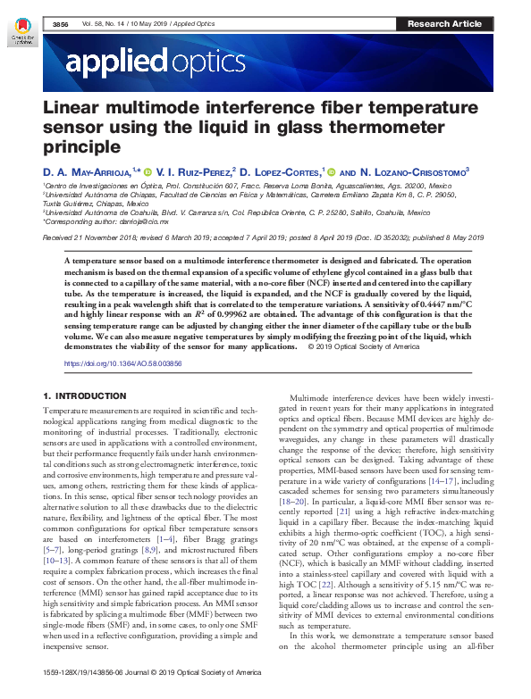 (PDF) Linear multimode interference fiber temperature sensor using the liquid in glass ...