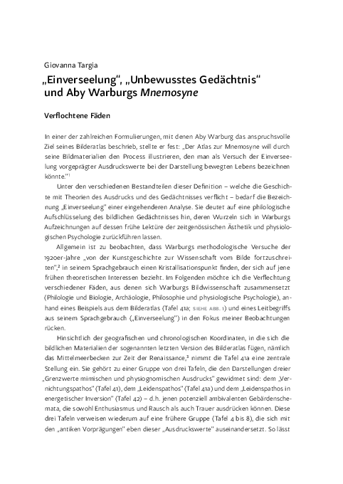 (PDF) „Einverseelung“, „Unbewusstes Gedächtnis“ und Aby Warburgs ...