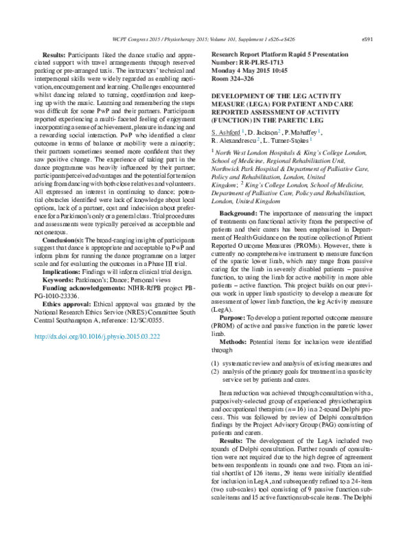 (PDF) Development of the leg activity measure (LEGA) for patient and ...