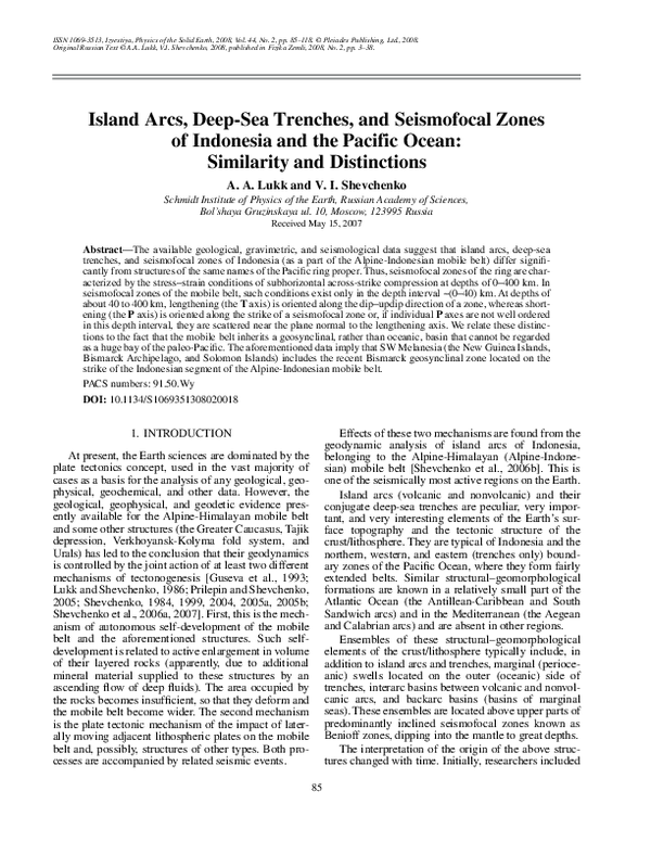 (PDF) Island arcs, deep-sea trenches, and seismofocal zones of ...