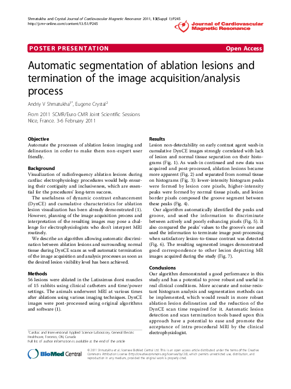 (PDF) Automatic segmentation of ablation lesions and termination of the image acquisition ...