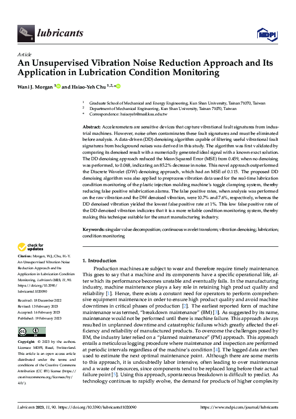 (PDF) An Unsupervised Vibration Noise Reduction Approach and Its ...