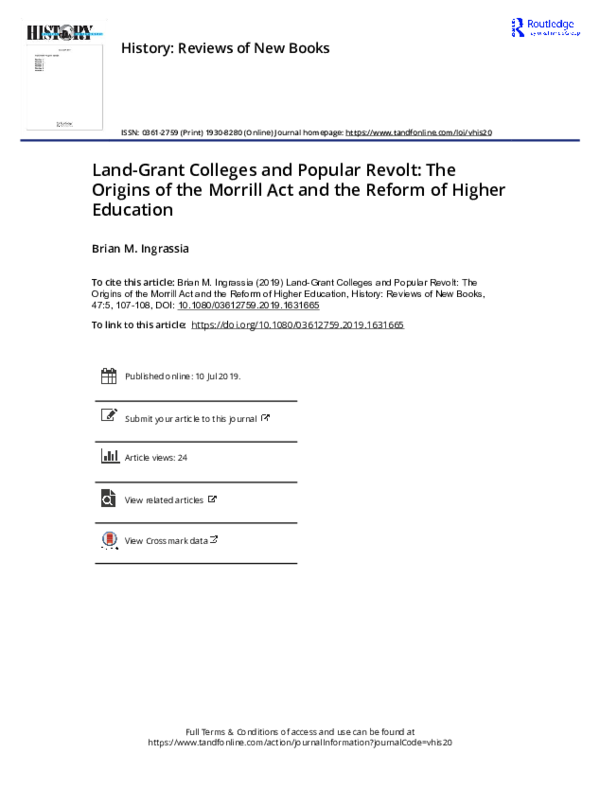(PDF) Land-Grant Colleges and Popular Revolt: The Origins of the ...