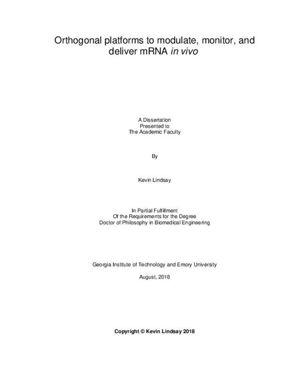 (PDF) Orthogonal platforms to modulate, monitor, and deliver mRNA in vivo