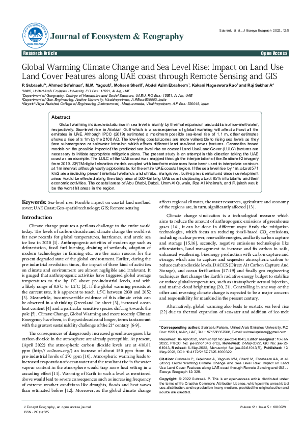 (PDF) Global Warming Climate Change and Sea Level Rise: Impact on Land Use Land Cover Features ...