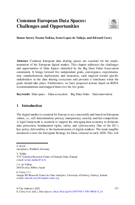 (PDF) Common European Data Spaces: Challenges and Opportunities
