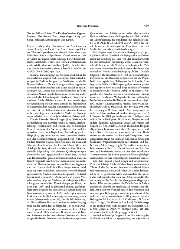 (PDF) Tonnes Bekker-Nielsen, The Roads of Ancient Cyprus