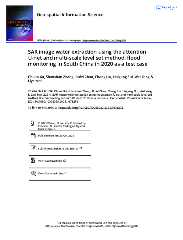 Pdf Sar Image Water Extraction Using The Attention U Net And Multi Scale Level Set Method