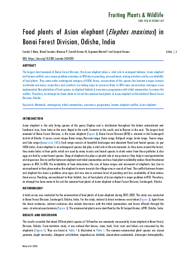 (PDF) Food plants of Asian elephant (Elephas maximus) in Bonai Forest ...