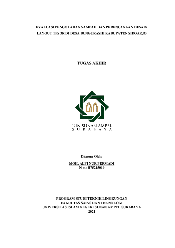 (PDF) Evaluasi pengolahan sampah dan perencanaan desain Layout TPS 3R ...