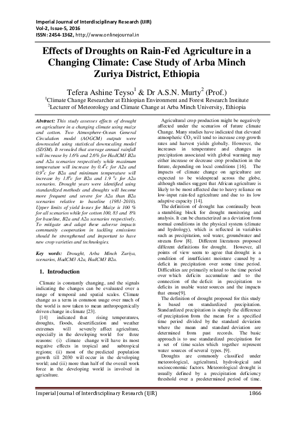 (PDF) Effects of Droughts on Rain-Fed Agriculture in a Changing Climate ...