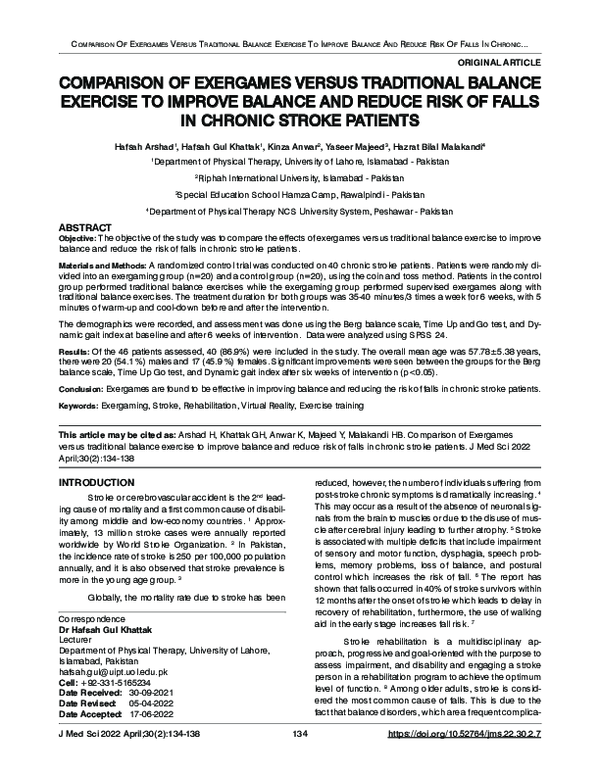 (PDF) Comparison of Exergames Versus Traditional Balance Exercise to Improve Balance and Reduce ...