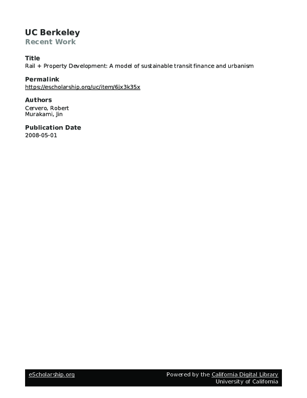 (PDF) Rail+ Property Development: A model of sustainable transit ...