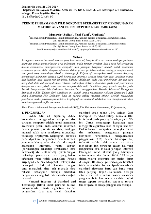 (PDF) Teknik Pengamanan File Dokumen Berbasis Text Menggunakan Metode Advanced Encryption ...