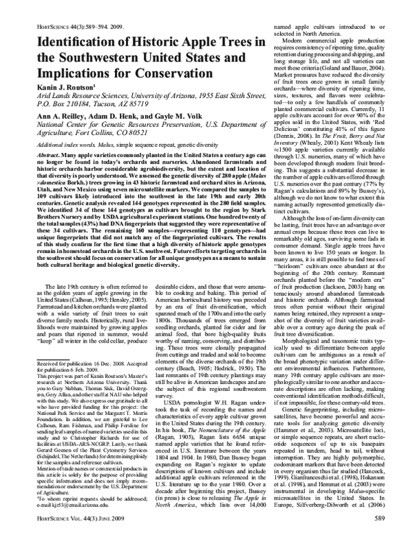 (PDF) Identification of Historic Apple Trees in the Southwestern United ...