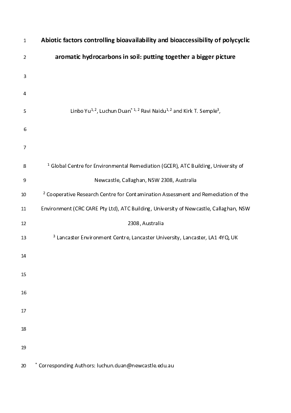 (PDF) Abiotic factors controlling bioavailability and bioaccessibility of polycyclic aromatic ...