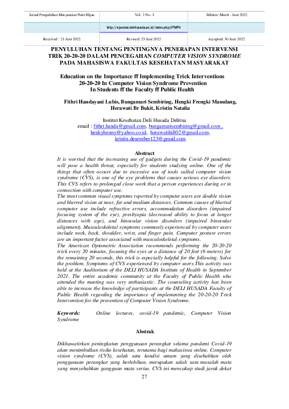 (PDF) Penyuluhan Tentang Pentingnya Penerapan Intervensi Trik 20-20-20 ...