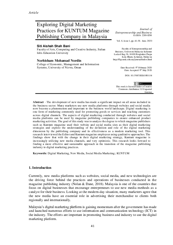 (PDF) Exploring Digital Marketing Practices for KUNTUM Magazine ...