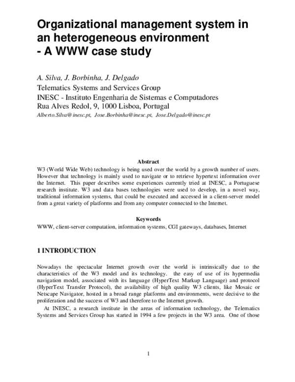 (PDF) Organizational management system in an heterogeneous environment — A WWW case study