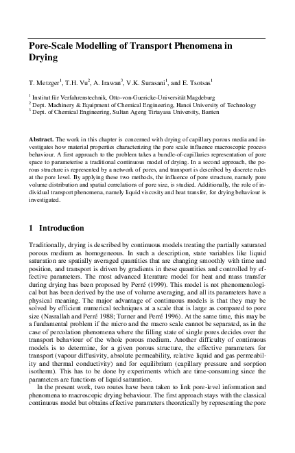 (PDF) Pore-Scale Modelling of Transport Phenomena in Drying