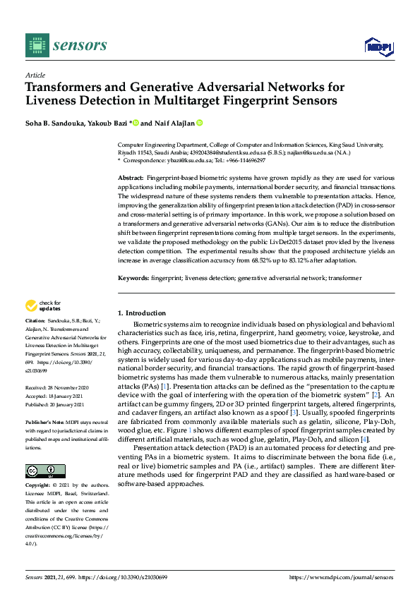Pdf Transformers And Generative Adversarial Networks For Liveness